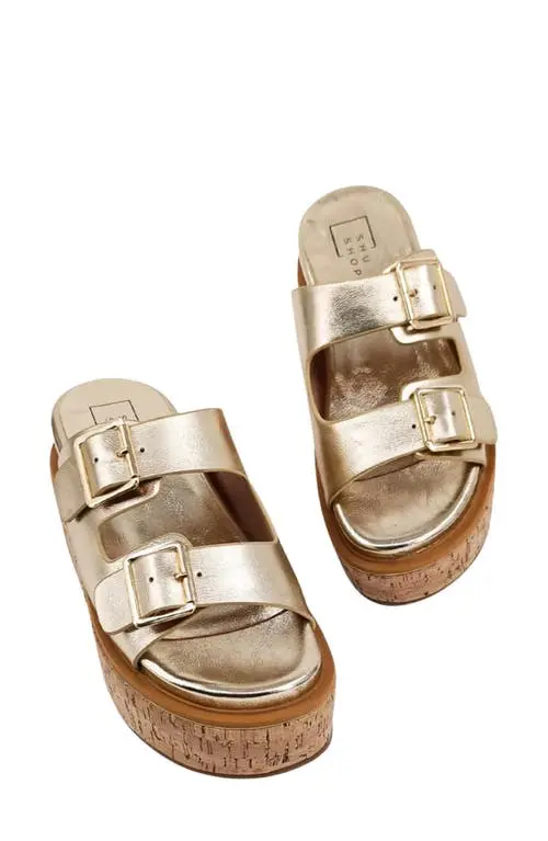 SHU SHOP Lucinda Platform Wedge Slide Sandal - Gold