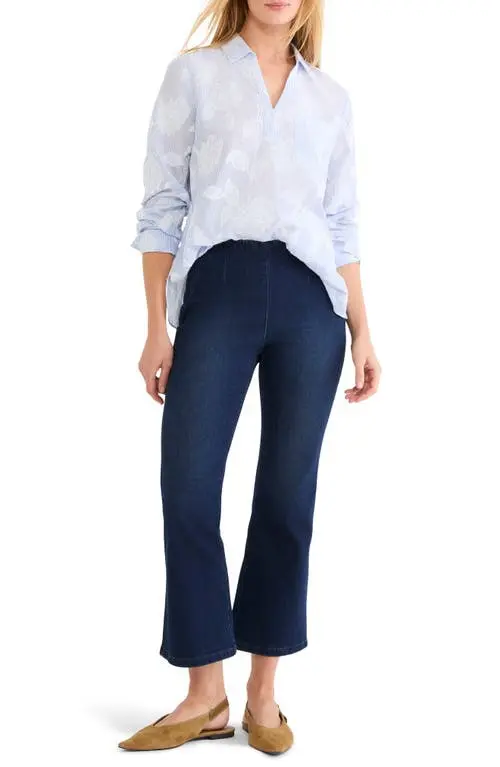 NIC+ZOE Sky Stripe Jacquard Popover Top