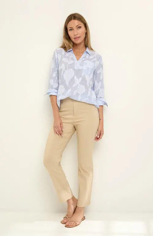 NIC+ZOE Sky Stripe Jacquard Popover Top