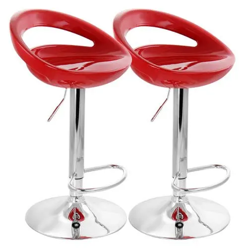 ELAMA 2 Piece Retro Adjustable Bar Stool - Red
