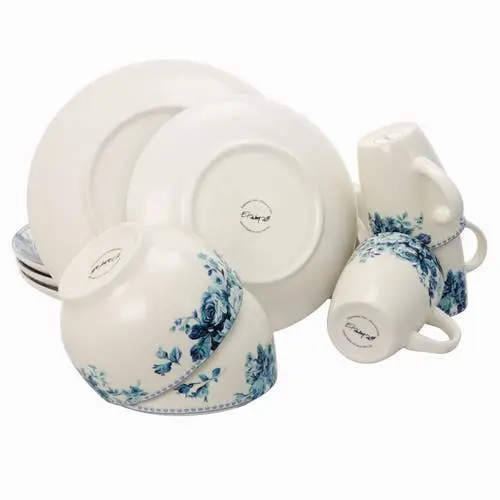 ELAMA Traditional Rose 16 Piece Dinnerware Set