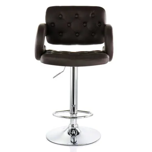 ELAMA Faux Leather Tufted Bar Stool With Adjustable Height