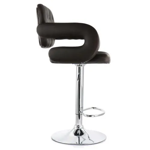 ELAMA Faux Leather Tufted Bar Stool With Adjustable Height