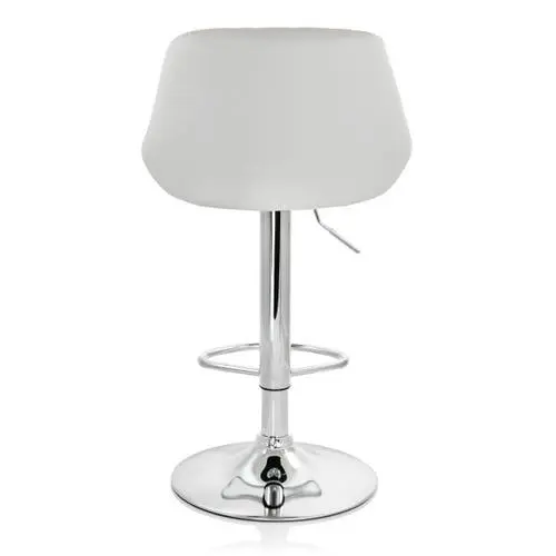 ELAMA 2 Piece Diamond Stitched Faux Leather Bar Stool With Adjustable Height - White