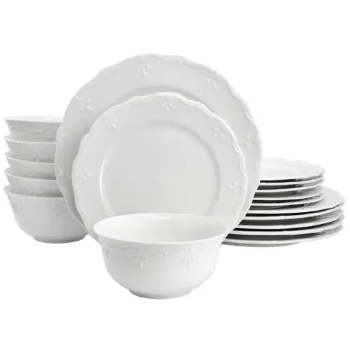 ELAMA Henryi 18 Piece Porcelain Dinnerware Set - White