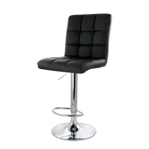 ELAMA 2 Piece Square Tufted Faux Leather Adjustable Bar Stool