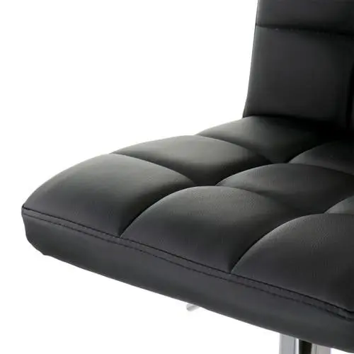 ELAMA 2 Piece Square Tufted Faux Leather Adjustable Bar Stool