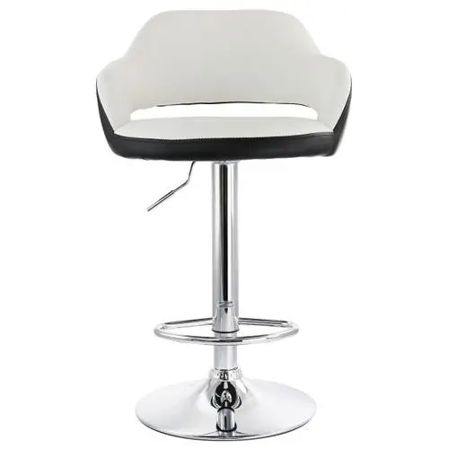 ELAMA 2 Piece Tufted Faux Leather Two Tone Adjustable Bar Stool