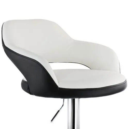 ELAMA 2 Piece Tufted Faux Leather Two Tone Adjustable Bar Stool