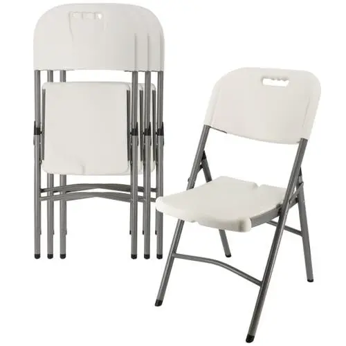 ELAMA 4 Piece Stackable Folding Chair Set For Indoor And Outdoor - White