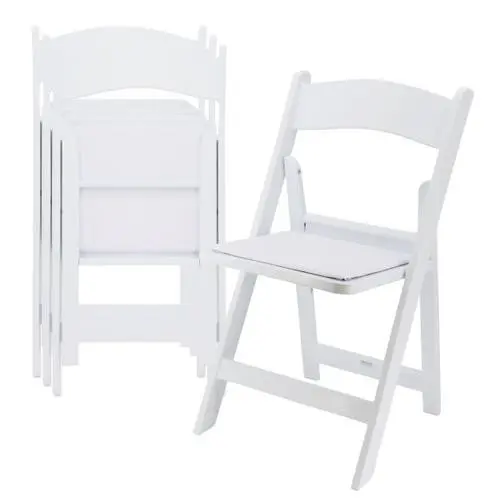 ELAMA 4 Piece Plastic Folding Resin Chair - White