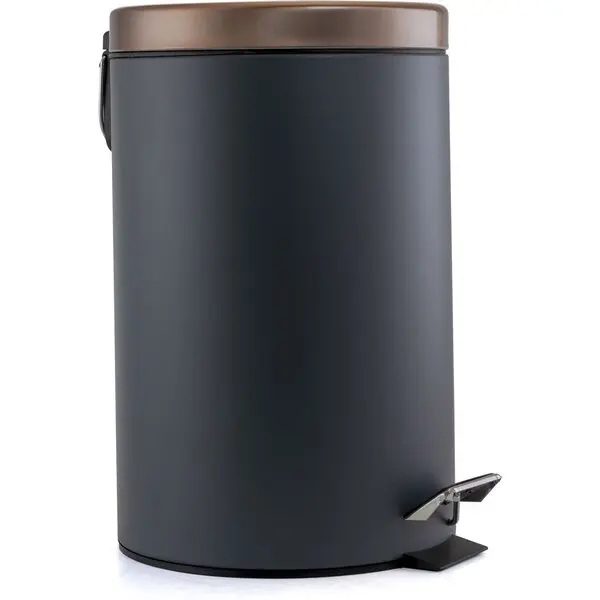 ELAMA 3 Gallon Stylish Grey And Copper Soft Pedal Office - Black