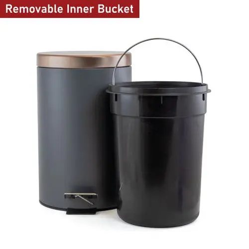 ELAMA 3 Gallon Stylish Grey And Copper Soft Pedal Office