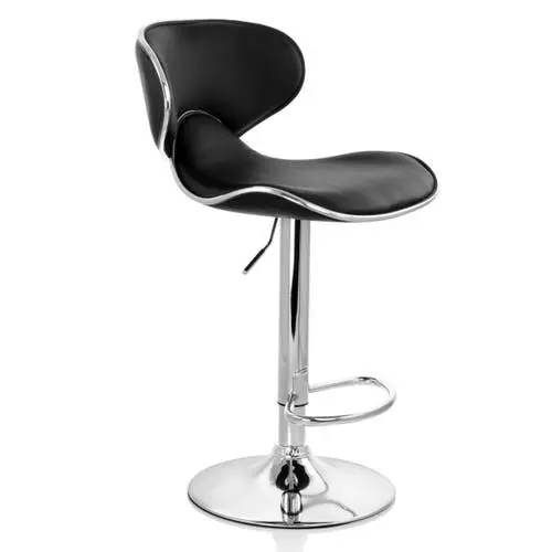 ELAMA 2 Piece Slim Faux Leather Adjustable Bar Stool
