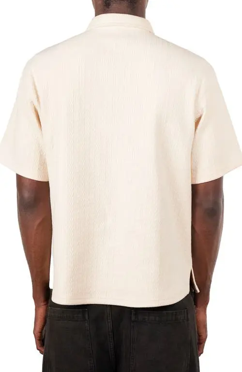 PLEASURES Cable Short Sleeve Polo - Ecru