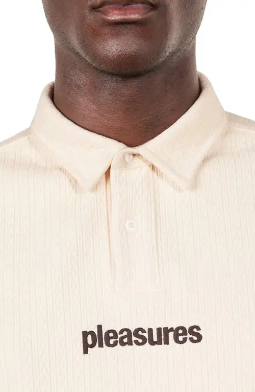 PLEASURES Cable Short Sleeve Polo - Ecru
