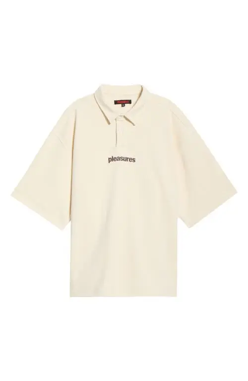 PLEASURES Cable Short Sleeve Polo - Ecru