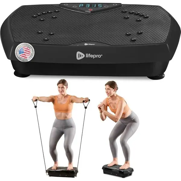 LIFEPRO Vibration Plate Exercise Machine Magnetic Acupoints Platform For Muscle Toning And Recovery - Black