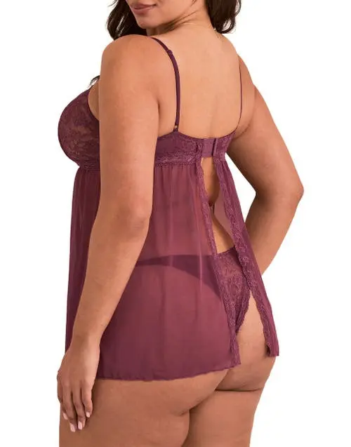 ADORE ME Collie Lace Babydoll Lingerie - Dark Purple