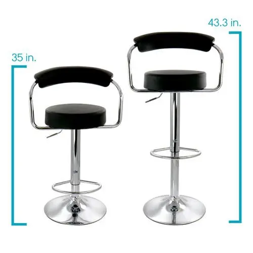 ELAMA 2 Piece Faux Leather Retro Adjustable Bar Stool
