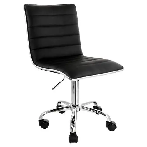 ELAMA Faux Leather Adjustable Rolling Office Chair - Black