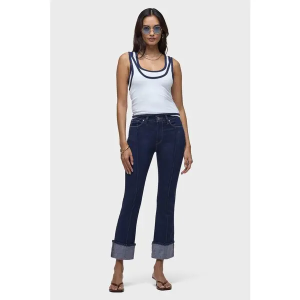 Hudson Jeans Barbara Pintucked Cuffed Bootcut Crop Jeans