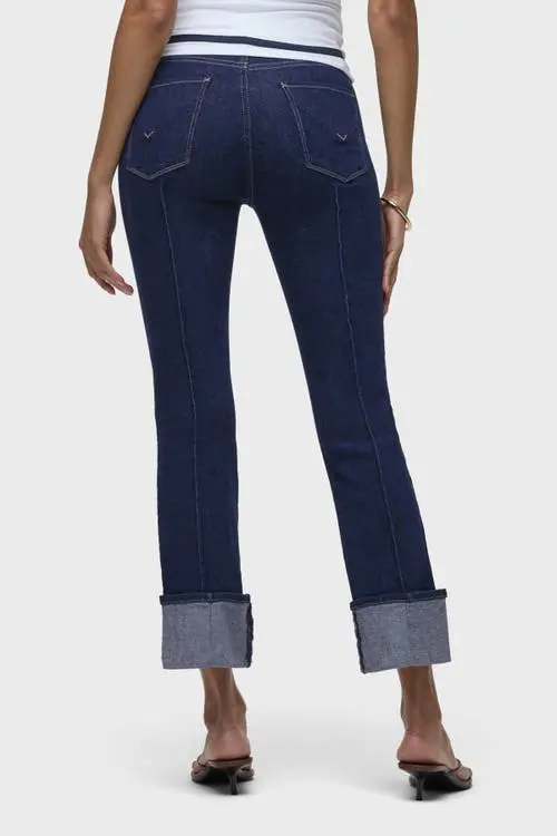 Hudson Jeans Barbara Pintucked Cuffed Bootcut Crop Jeans