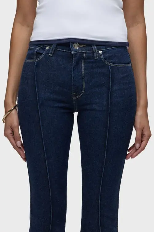 Hudson Jeans Barbara Pintucked Cuffed Bootcut Crop Jeans