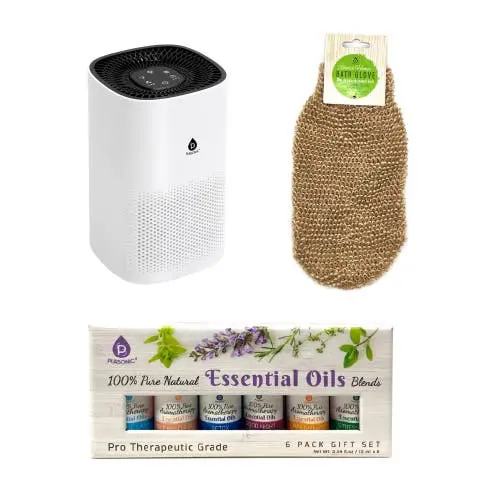 PURSONIC True Hepa Air Purifier, Essential Oil Wellness Blends - White