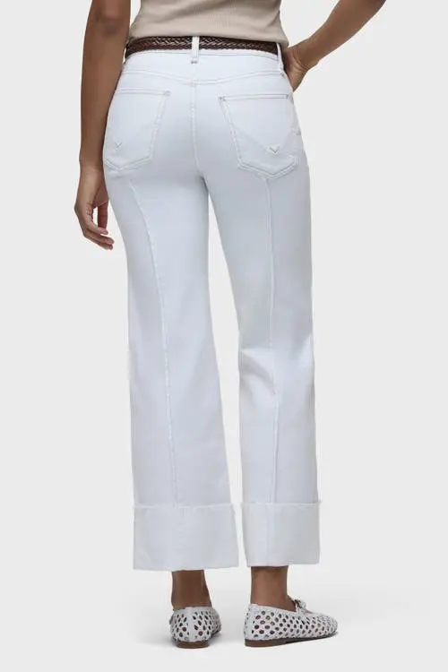 Hudson Jeans Rosie Pintucked Cuffed Wide Leg Jeans