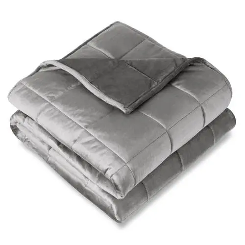 BARE HOME Minky Fleece Weighted Blanket - Light Grey