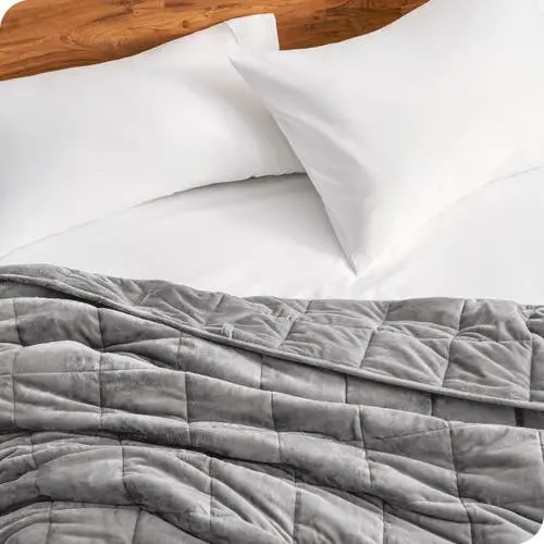 BARE HOME Minky Fleece Weighted Blanket - Light Grey