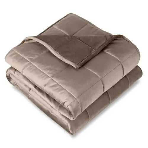 BARE HOME Minky Fleece Weighted Blanket - Taupe