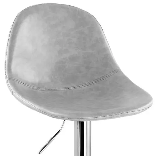 ELAMA 2 Piece Adjustable Distressed Faux Leather Bucket Bar Stools