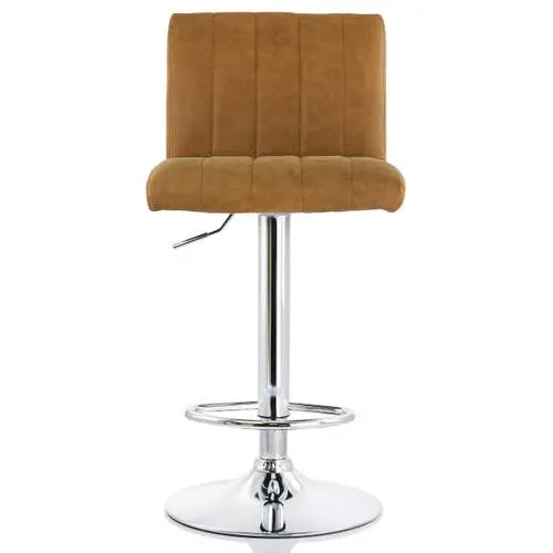 ELAMA 2 Piece Tufted Faux Leather Adjustable Bar Stool