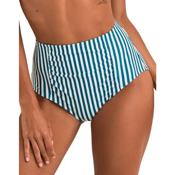 ADORE ME Shelbie High-waisted Bikini Bottom - Stripe Blue