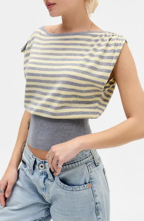 BDG URBAN OUTFITTERS Bailey Stripe Boat Neck Crop Top