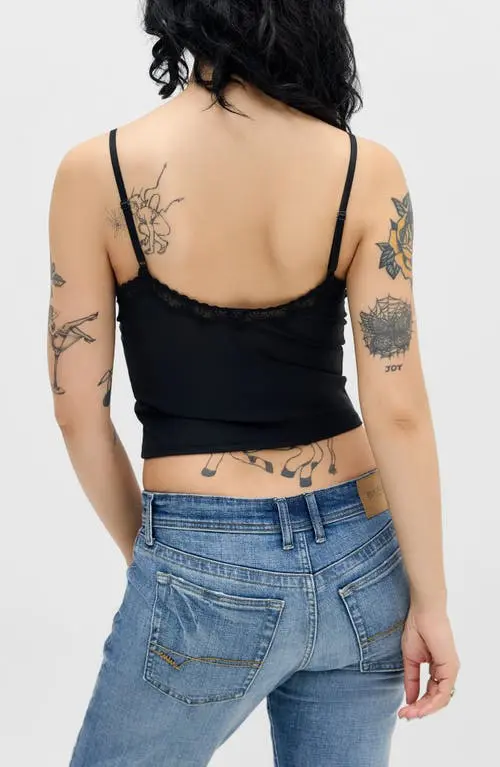 BDG URBAN OUTFITTERS Lace Trim Crop Camisole - Black