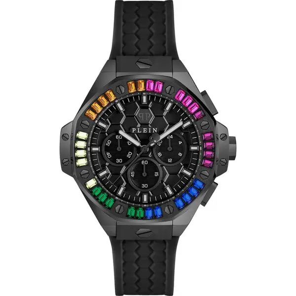 Philipp Plein Chrono Royal Crystal Strap Watch - Ip Black