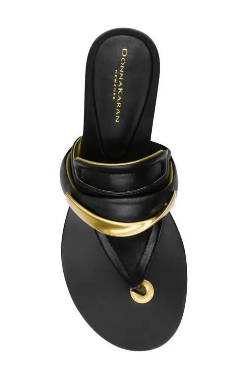 Donna Karan New York Faux Leather Flip Flop - Black