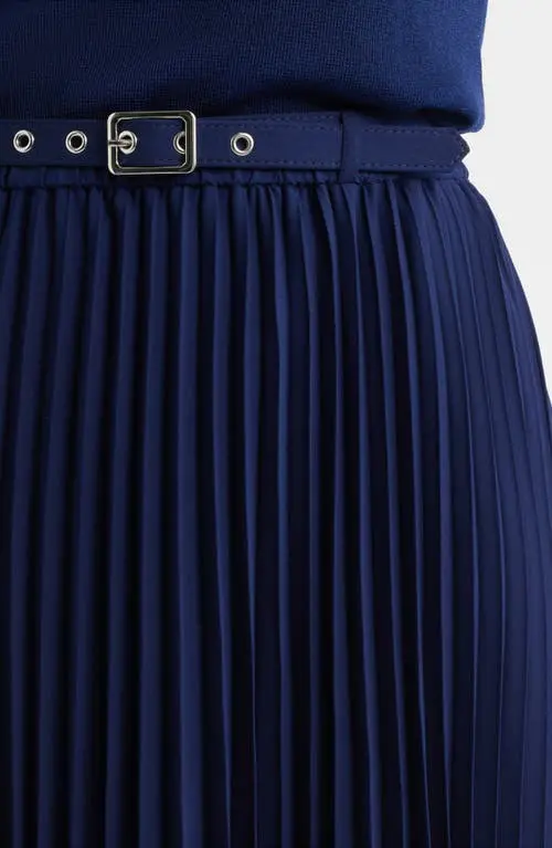 Anne Klein Belted Pleated Midi Skirt
