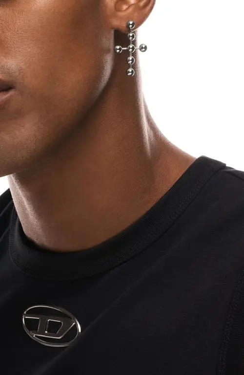DIESEL® Ball Chain Cross Drop Earring
