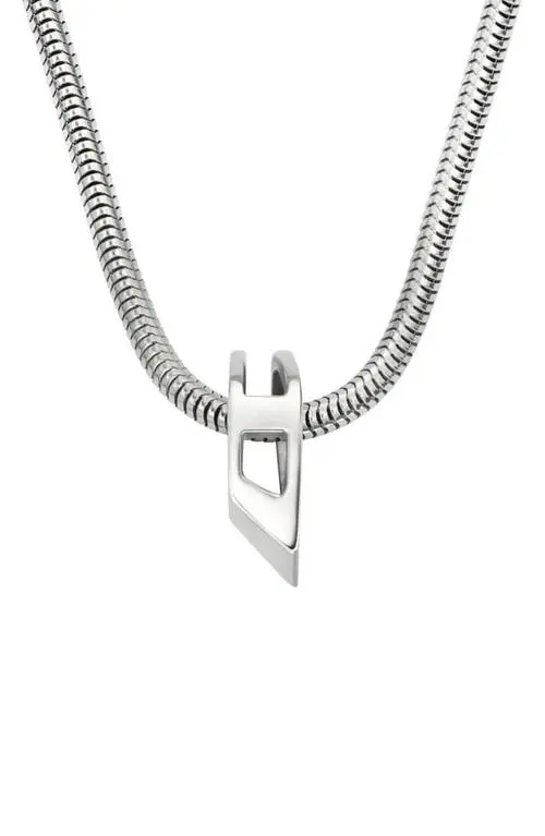 DIESEL® D Logo Ring Pendant Necklace - Silver