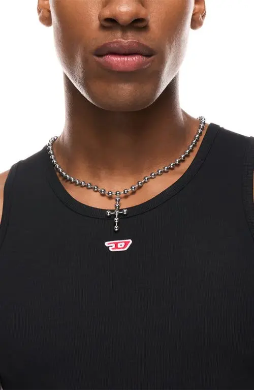 DIESEL® Ball Chain Cross Pendant Necklace