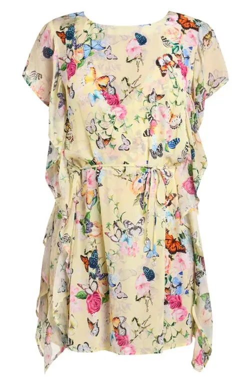 L'Agence Alia Garden Butterflies Chiffon Cover-up Tunic