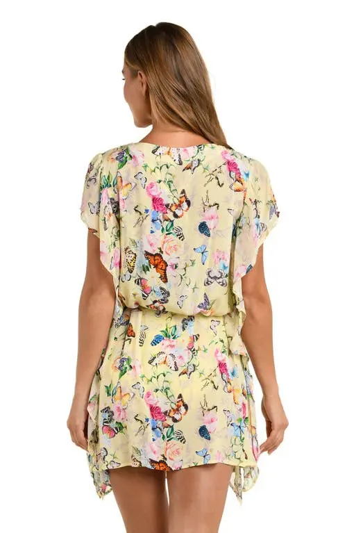 L'Agence Alia Garden Butterflies Chiffon Cover-up Tunic