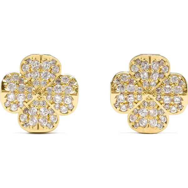 Kate Spade New York Pavé Flower Stud Earrings - Clear/gold