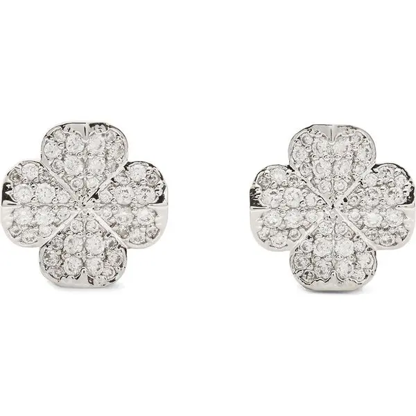 Kate Spade New York Pavé Flower Stud Earrings - Clear/silver
