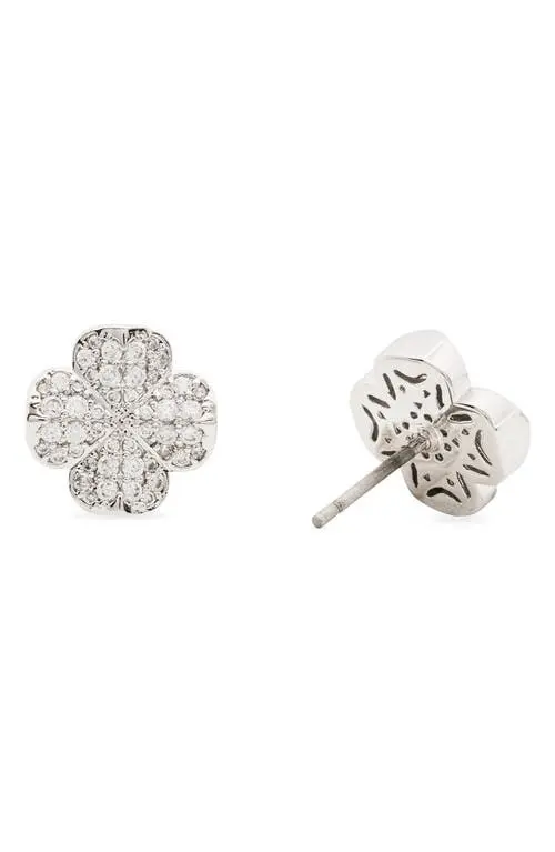 Kate Spade New York Pavé Flower Stud Earrings - Clear/silver
