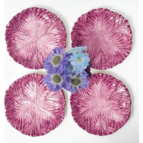 MRS. ALICE Serena Cabbage Dinner Plates - Purple